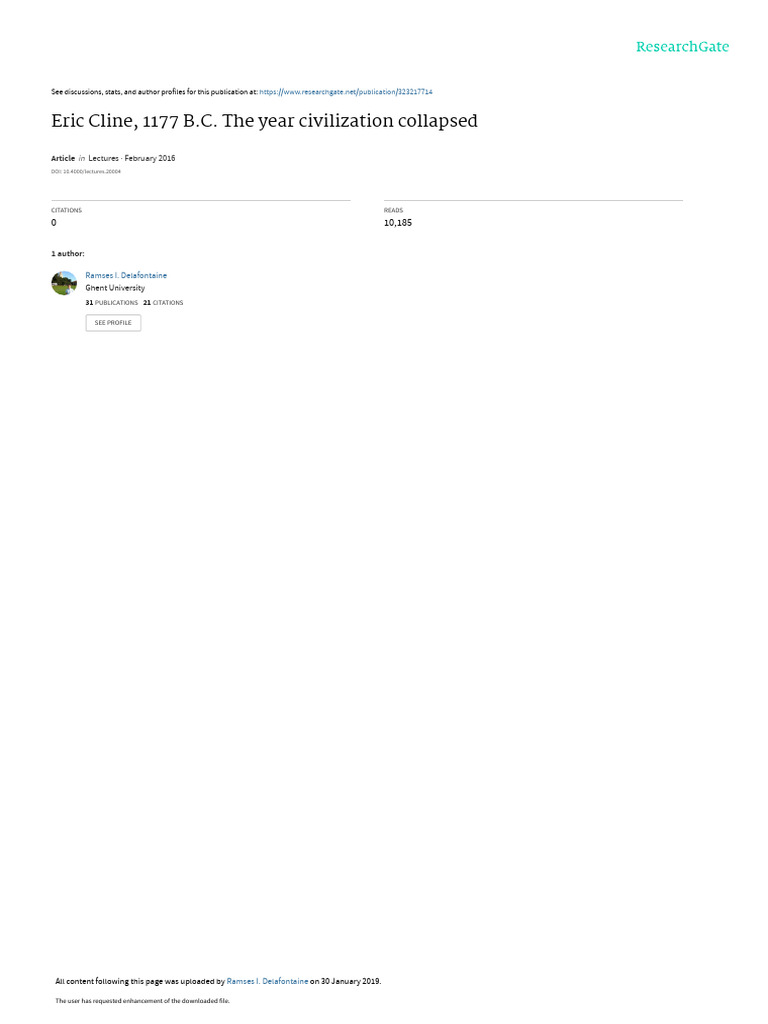 Lectures 20004 Eric Cline 1177 B C The Year Civilization Collapsed ...