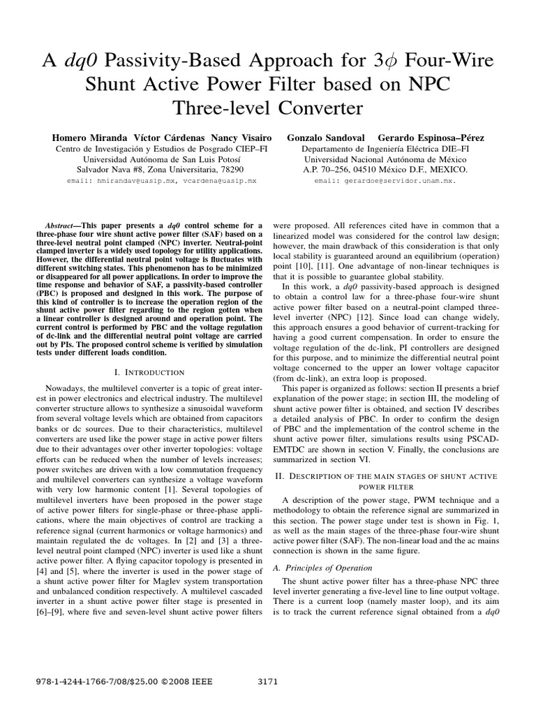 2008 (IECON) A Dq0 Passivity-Based Approach For 3f 4w Shunt Active ...