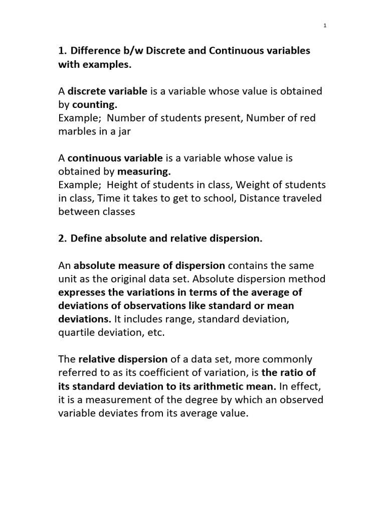 Biostatistics Definitions | PDF | Mean | Variance