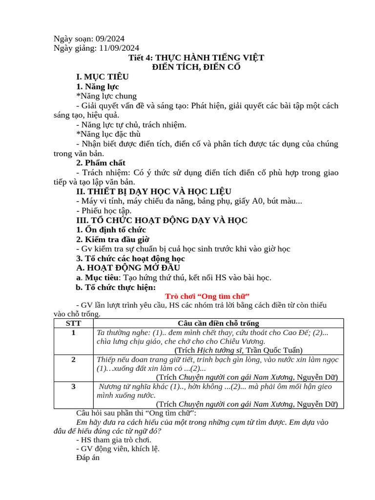 Tiết 4 THTV Điển cố điển tích, 5 - 6 Dế chọi | PDF