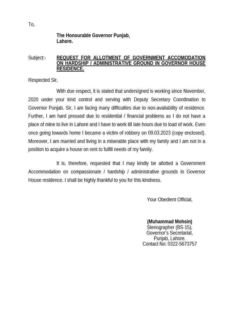 Allotment of Quarter Application Final | PDF