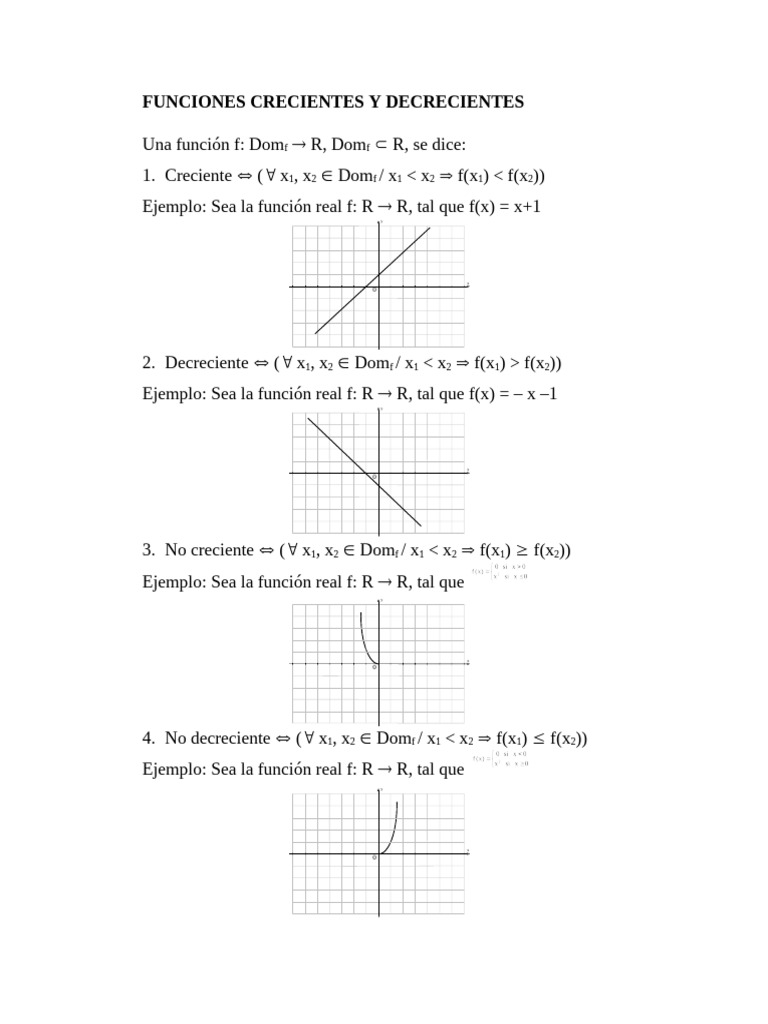 Funciones Crecientes y Decrecientes | PDF | Función (Matemáticas ...