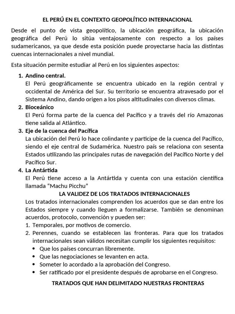 Tratados Que Han Delimitado Nuestras Fronteras | PDF | Perú | América ...