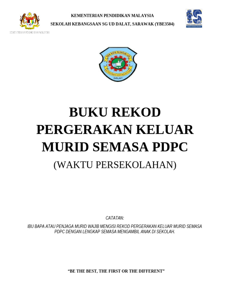 Buku Rekod Pergerakan Keluar Murid Semasa PDPC | PDF