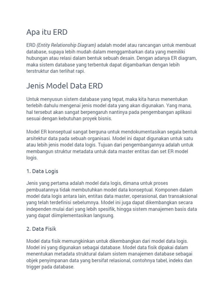 Panduan Lengkap ERD dan Jenisnya | PDF