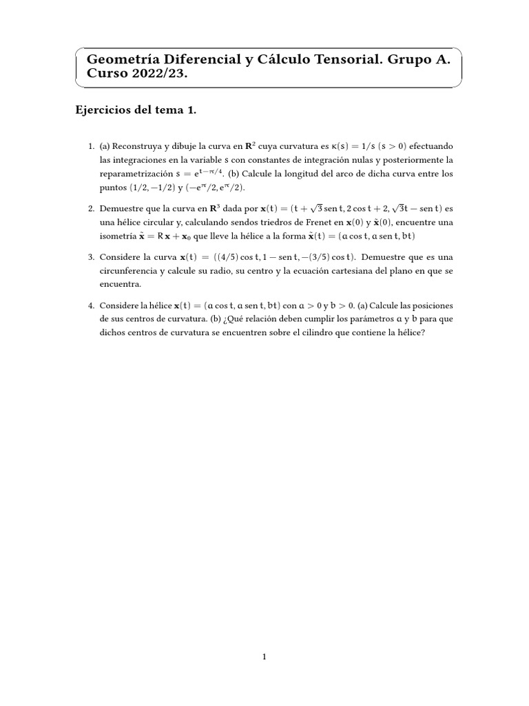 Prob Tema 1 | PDF | Curva | Hélice