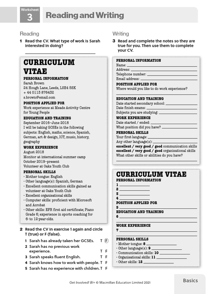 GI B1PLUS Basics Reading and Writing3 | PDF