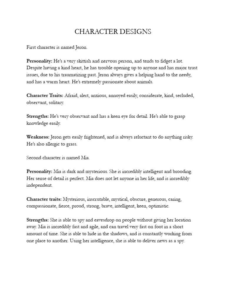 Character Designs: Jeron and Mia | PDF