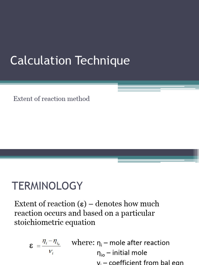 Lecture Extent of Reaction | PDF | Stoichiometry | Chemical Reaction ...