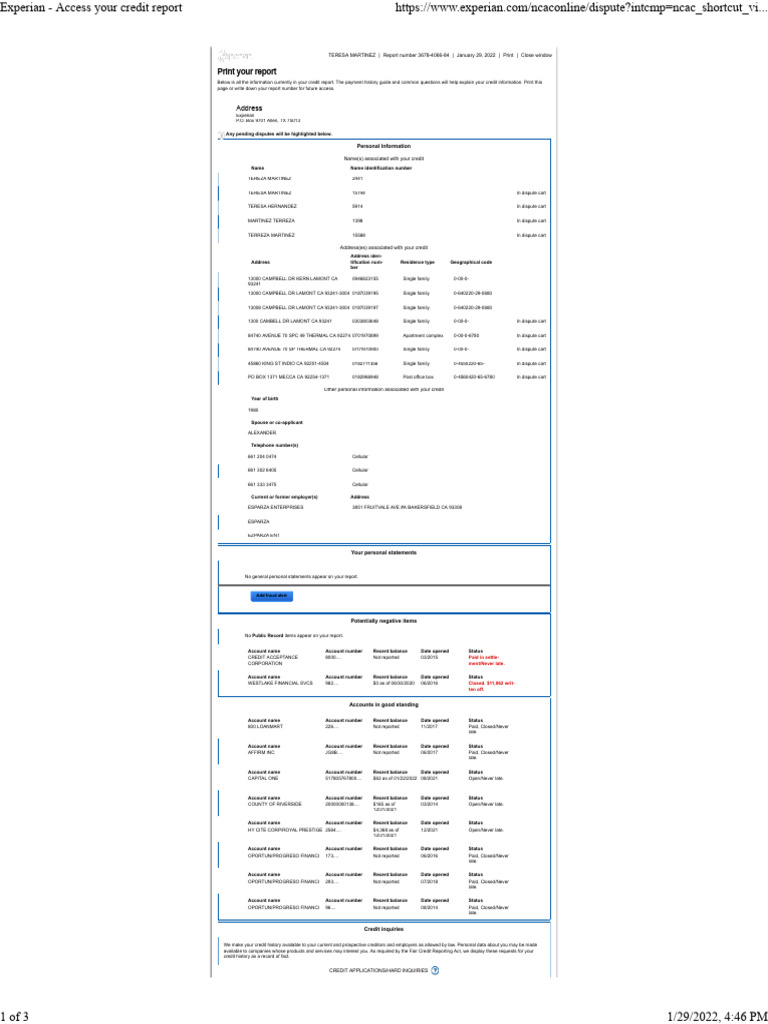 Experian - Access Your Credit Report67 | PDF | Credit Bureau | Credit ...