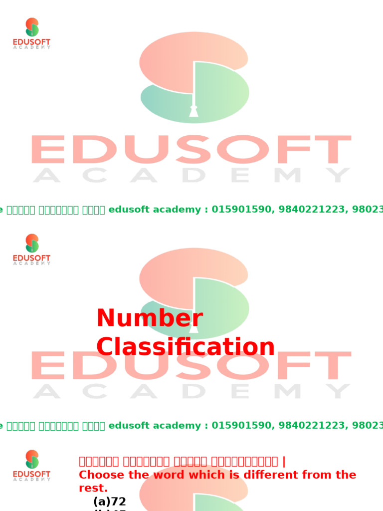 Odd One Out Questions for Edusoft Academy | PDF