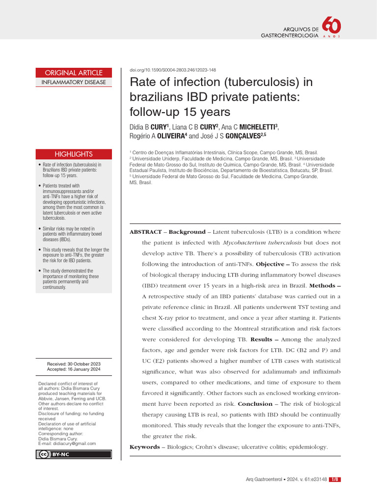 Rate of Infection (Tuberculosis) in | PDF | Tuberculosis | Inflammatory ...