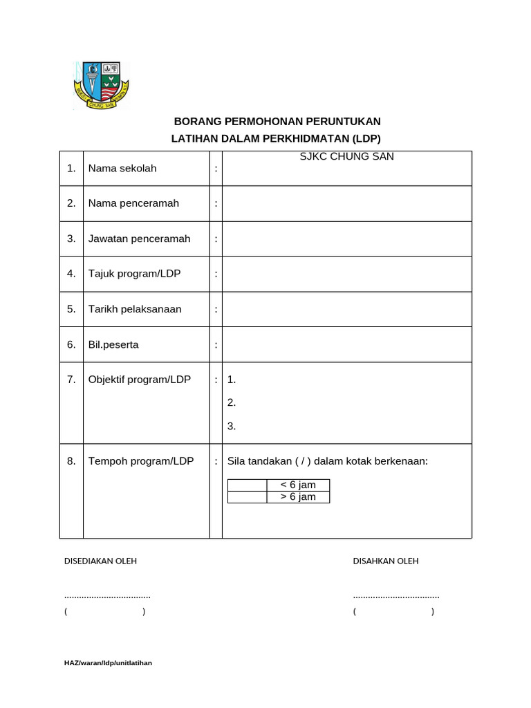 Borang Pelaporan LDP | PDF