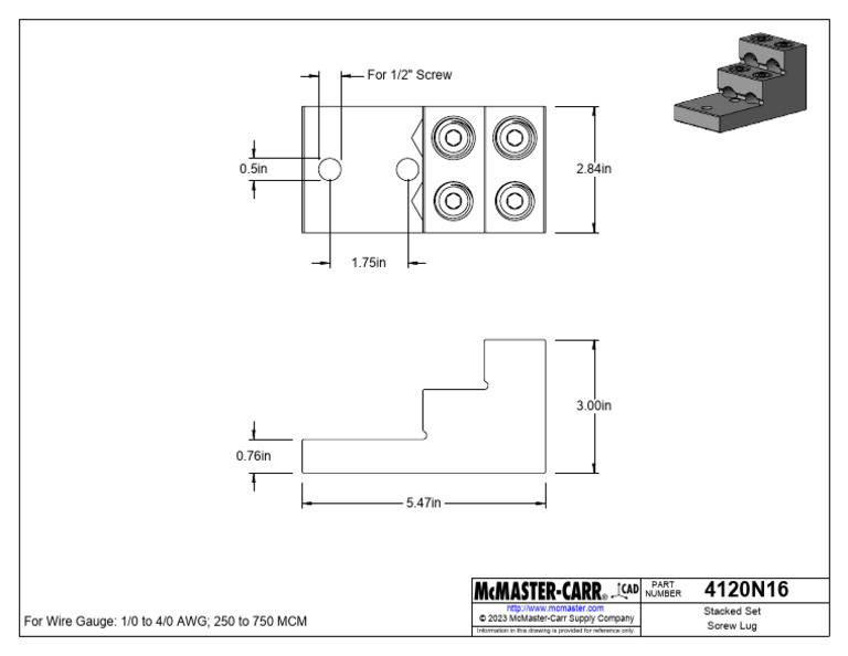 4120N16 - Stacked Set Screw Lug | PDF