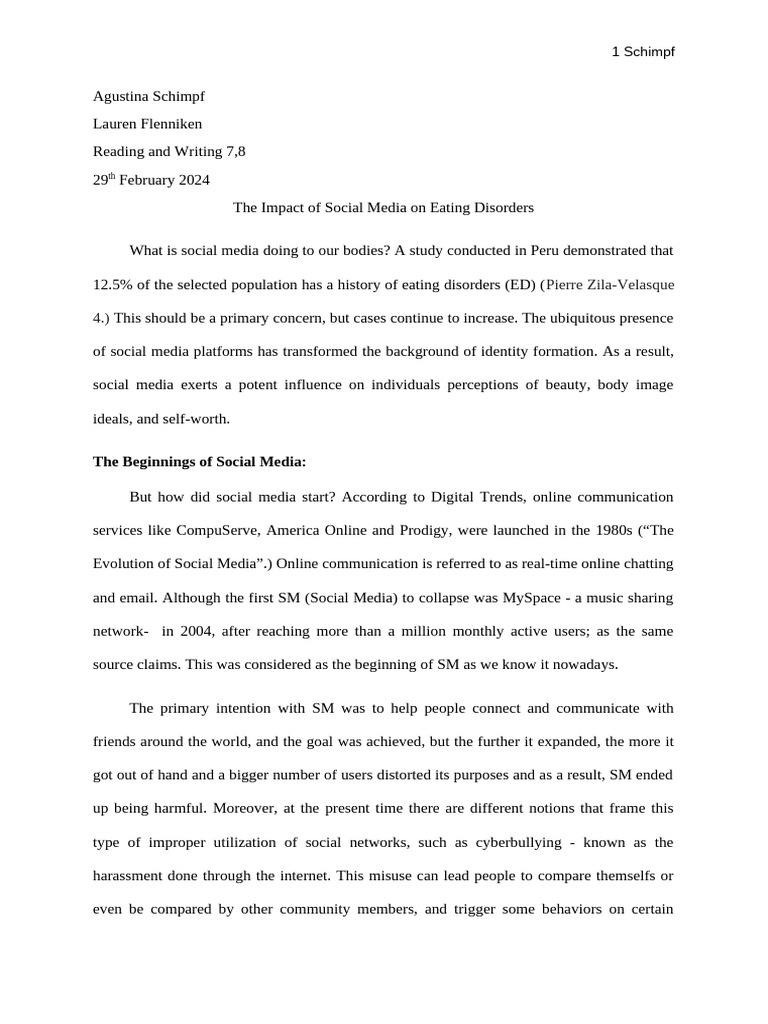 The Impact of Social Media On Eating Disorders | PDF | Social Media ...