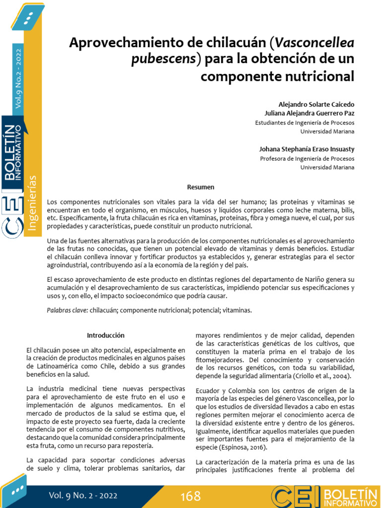 Art 45 Aprovechamiento de Chilacuán (Vasconcellea Pubescens) para La ...