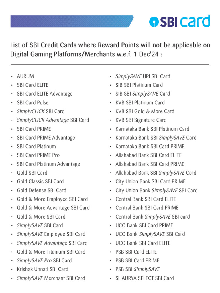 List of Cards Oct24 | PDF | Business
