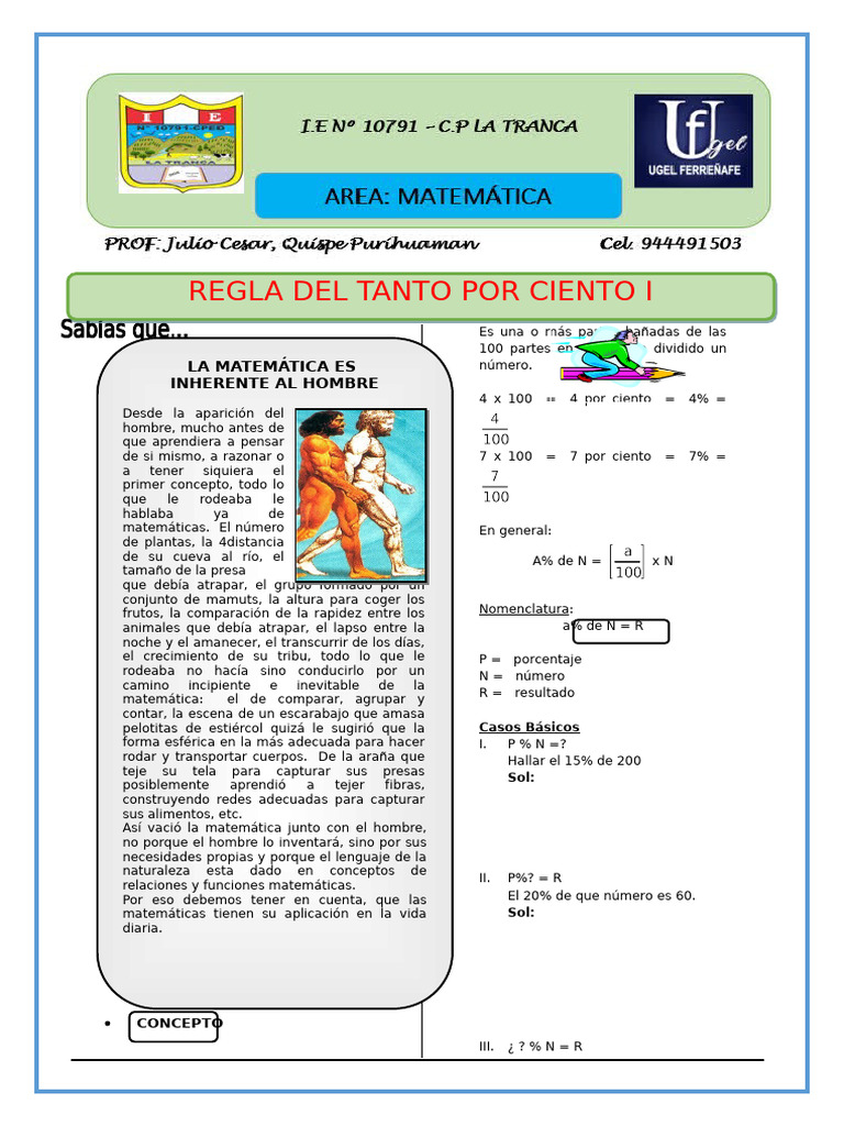 Ficha1 Tercero y Cuarto | PDF | Porcentaje