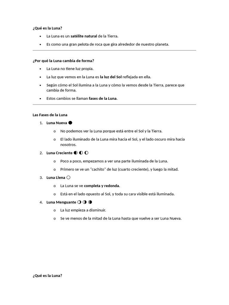 Fases de la Luna: Guía Completa | PDF | Luna | Tierra