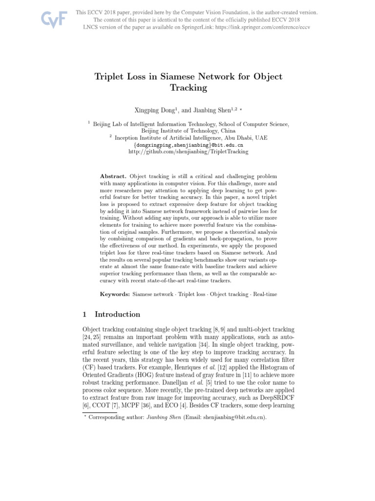Xingping Dong Triplet Loss With ECCV 2018 Paper | PDF | Artificial ...