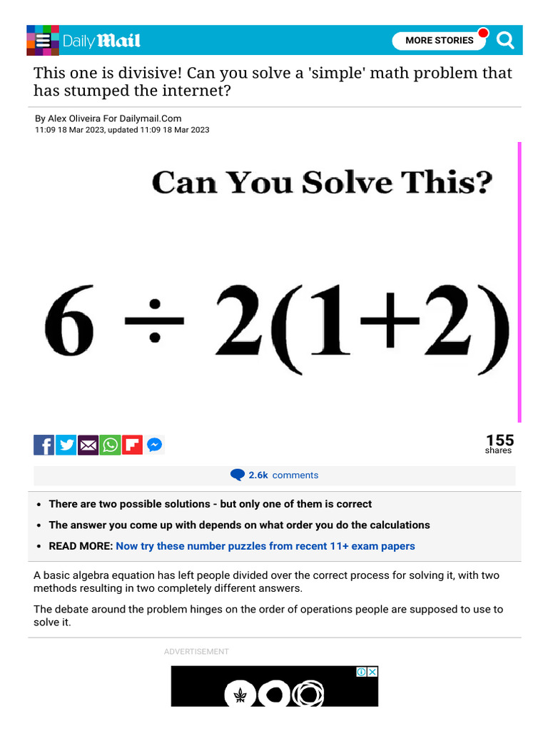 Can You Solve This Seemingly Simple Math Problem T | PDF | Algebra | Equations