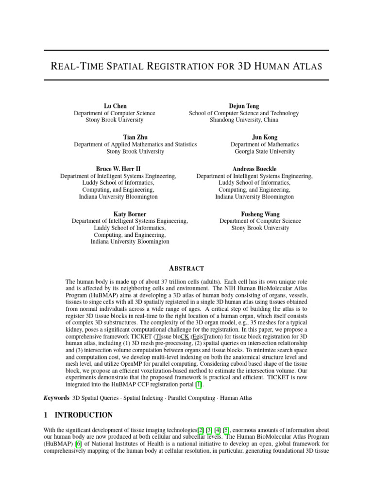 Real-Time Spatial Registration For 3D Human Atlas | PDF | 3 D Computer ...