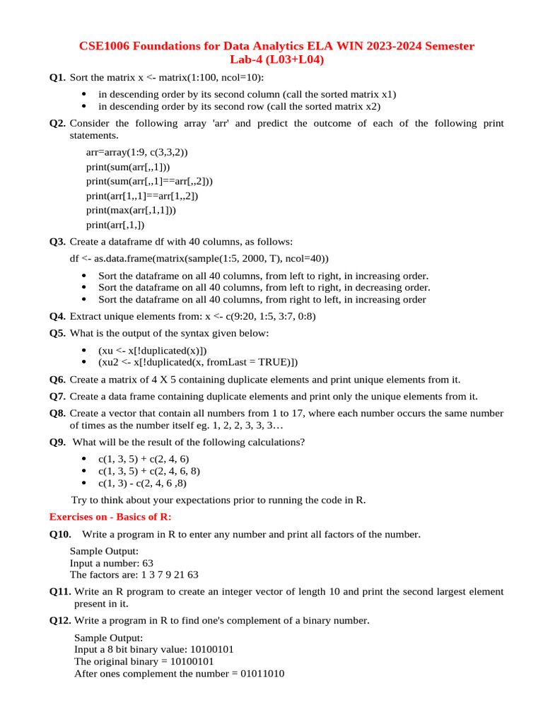 l03 l04 FDA-lab Sheet 4 | PDF
