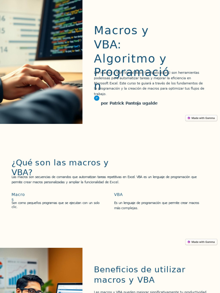 Macros y VBA Algoritmo y Programacion | PDF | Macro (informática) | Visual Basic para Aplicaciones