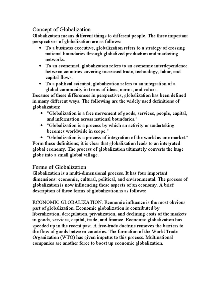 Concept of Globalization | PDF | International Business | Globalization