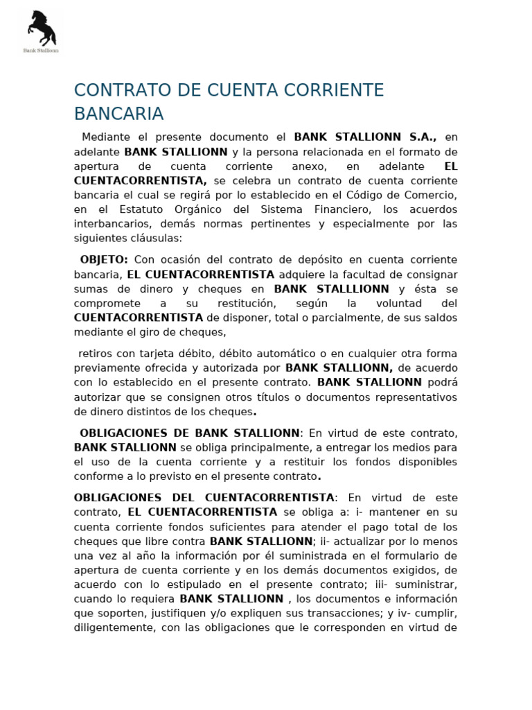 Contrato de Cuentas Corriente | PDF | Cheque | Tarjeta de débito