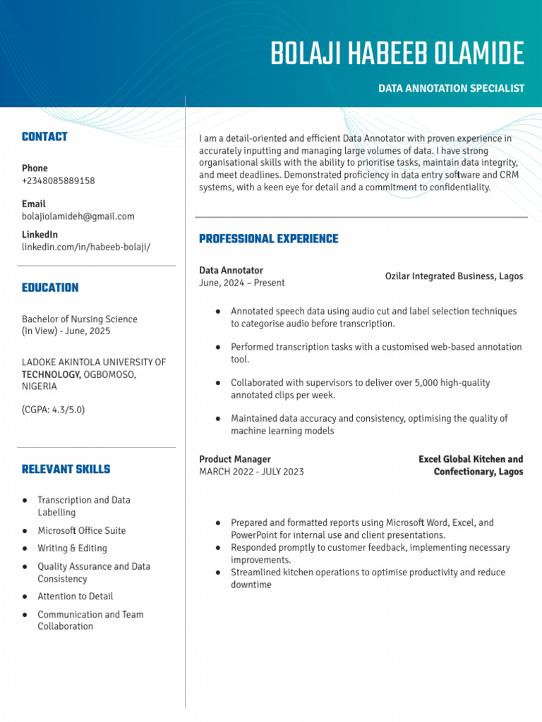 Aesthetic-Modern-Resume-Template-Turquoise | PDF | Annotation | Microsoft Excel