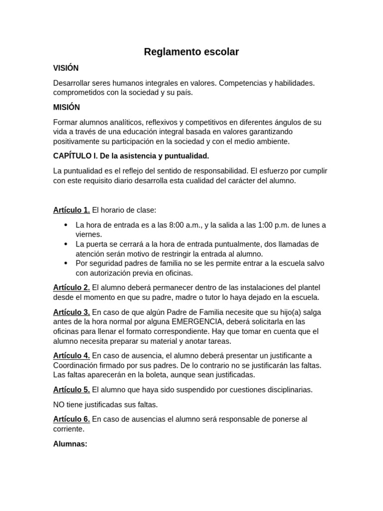 Reglamento Escolar | PDF | Crecimiento personal y profesional