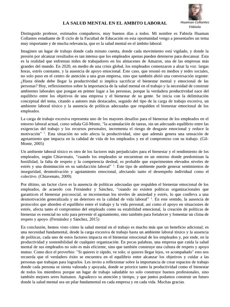 La Salud Mental en El Ambito Laboral-1 | PDF | Estrés (biología ...