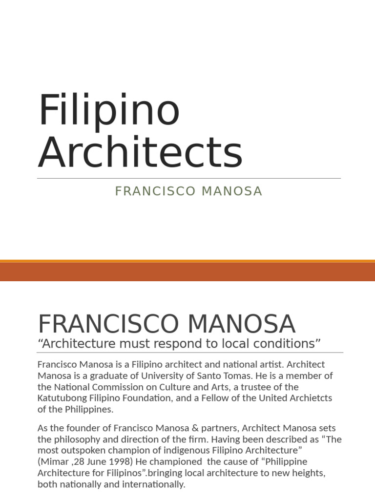Filipino Architects: Manosa's Legacy | PDF