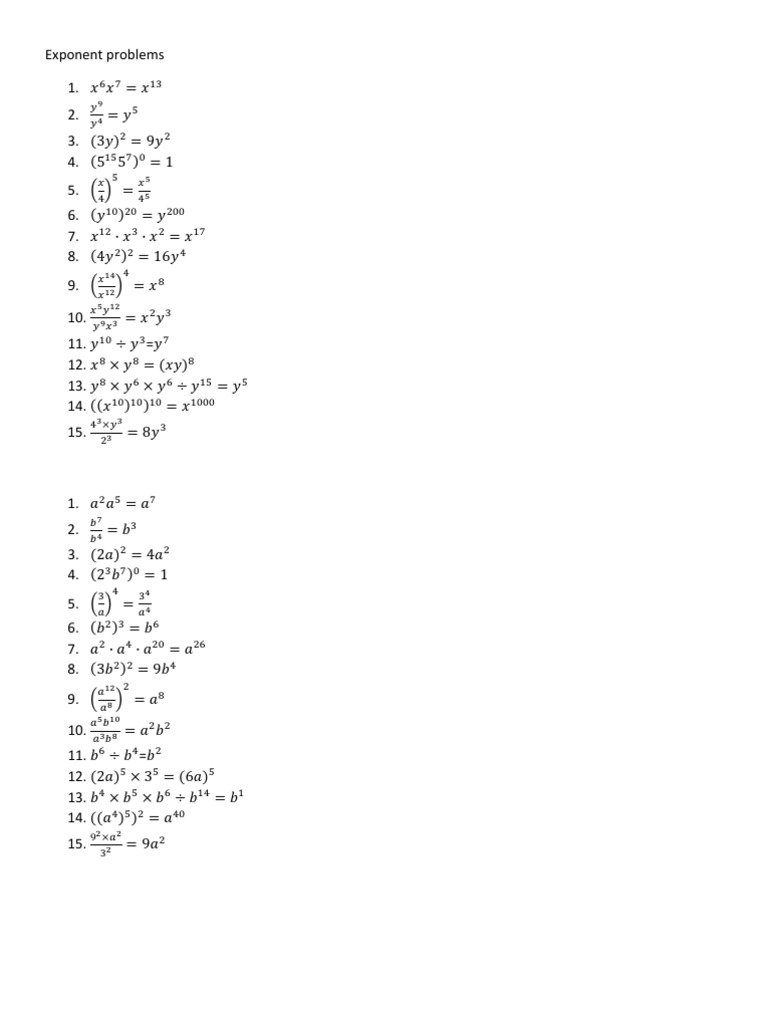 Exponent Rules Karuta | PDF
