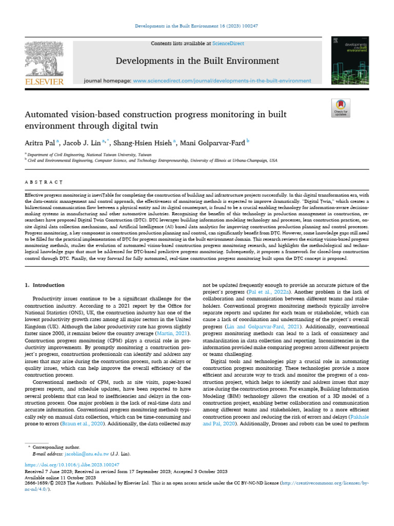 Automated Vision Based Construction Progress Monitoring In Built Pdf Building Information