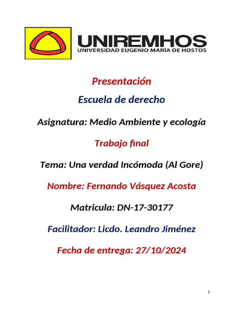Medio Ambiente Tarea Final | PDF | Al Gore