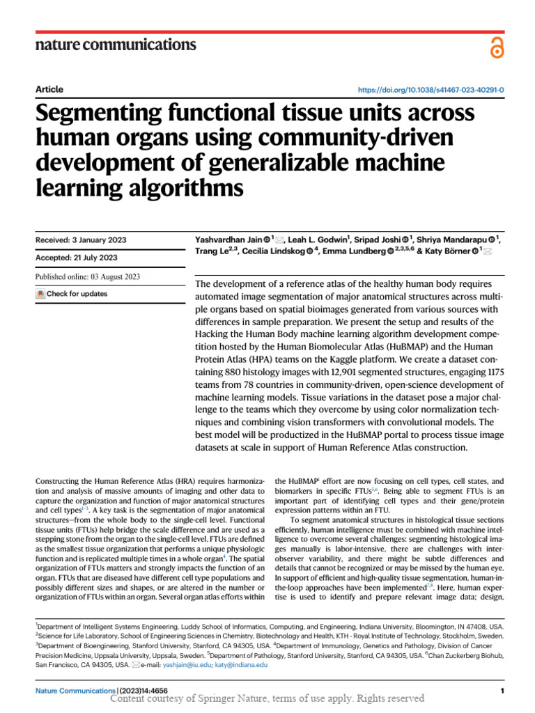 Segmenting Functional Tissue Units Across Human or | PDF | Pathology ...