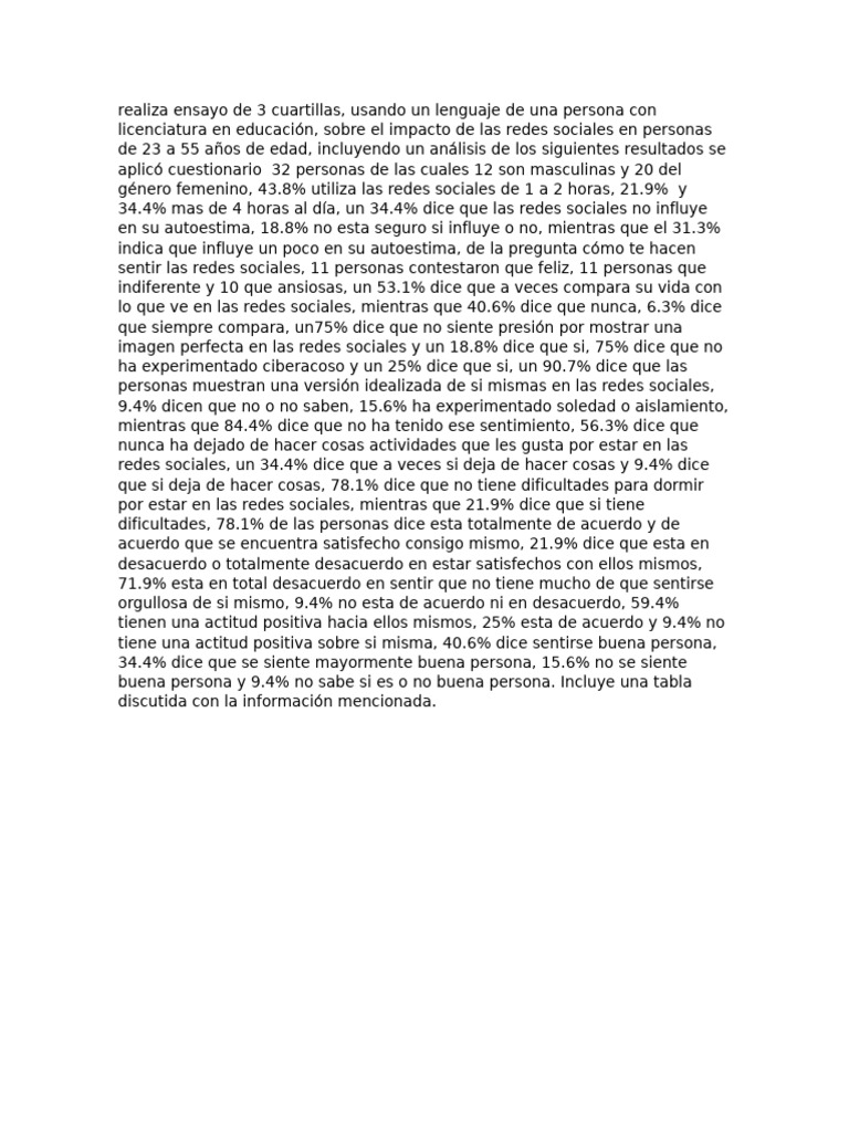 Realiza Ensayo de 3 Cuartillas | PDF