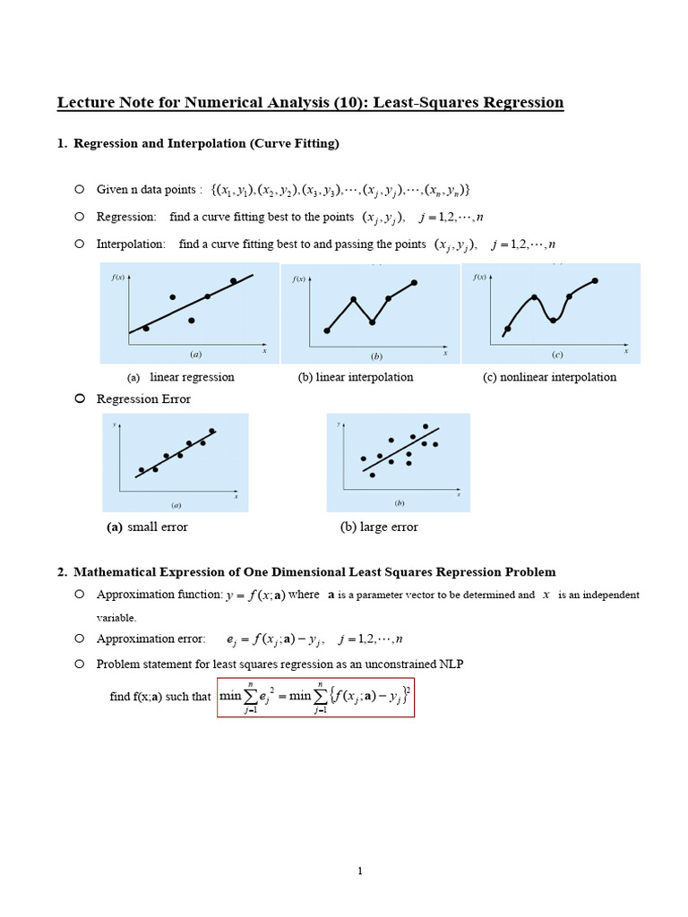 Lecture Note (10) Curve-Fitting Least-Squares Regression | PDF | Regression Analysis | Least Squares