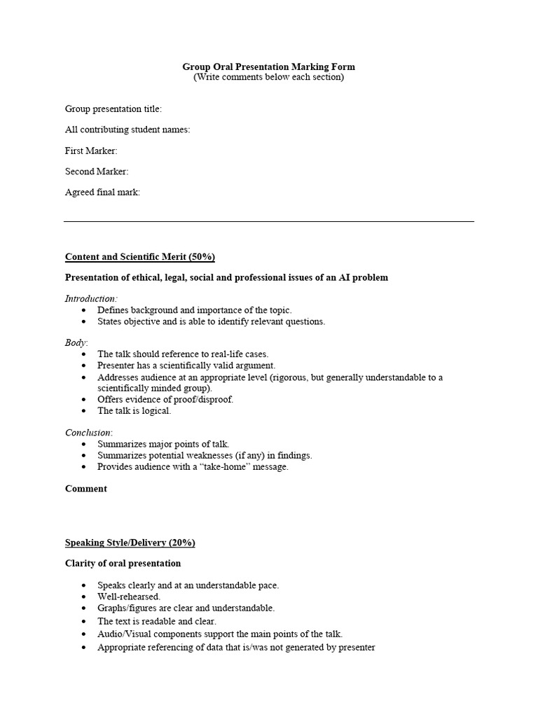 cs5900 Group Presentation MarkSheet PGT | PDF