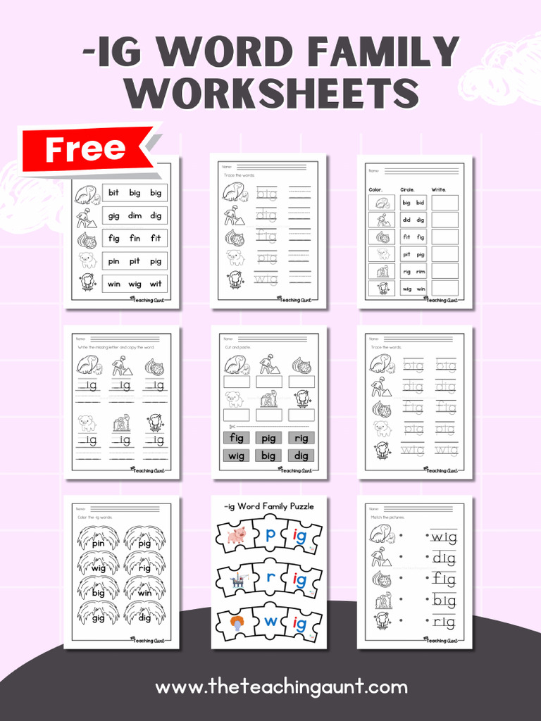 IG Word Family Worksheets A4 | PDF