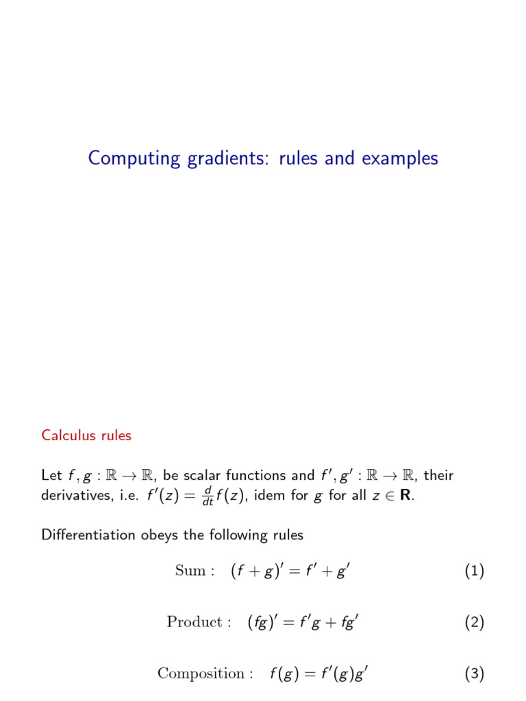 CS5100 w2 Computing Gradients | PDF | Derivative | Gradient