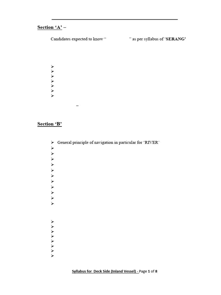 Deck Syllabus All Grades | PDF | Watercraft | Shipping