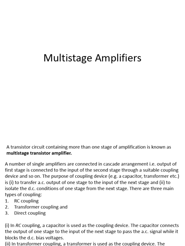 L5 (a) Multistage amps | PDF | Amplifier | Capacitor