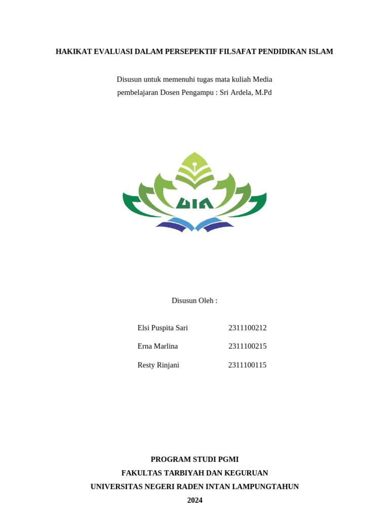 Hakikat Evaluasi Dalam Persepektif Filsafat Pendidikan Islam | PDF