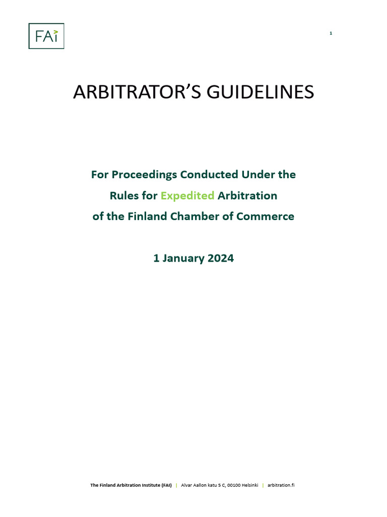 Arbitrator's Guidelines EX | PDF | Arbitral Tribunal | Arbitration