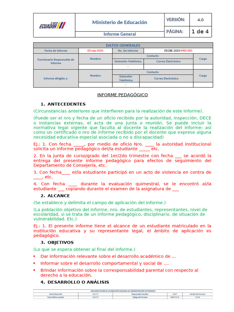 Formato Inf Pedagogico v3.0 | PDF