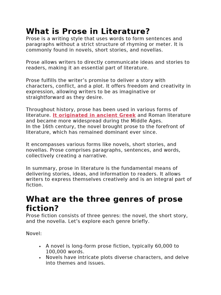 What Is Prose in Literature | PDF | Narration | Novels