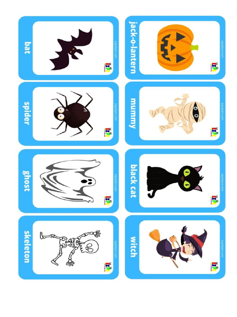Flashcards Haloween Imprimir em Papel Duro | PDF